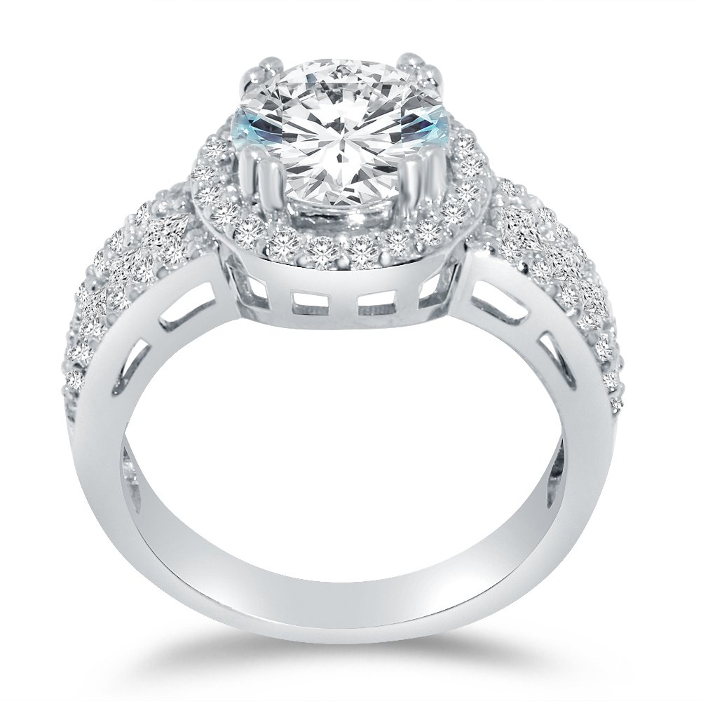 Size - 4.5-925 Sterling Silver Round Large Wide Floating Halo Solitaire Engagement Ring CZ Cubic Zirconia (3.50cttw., 2.50ct. Center)