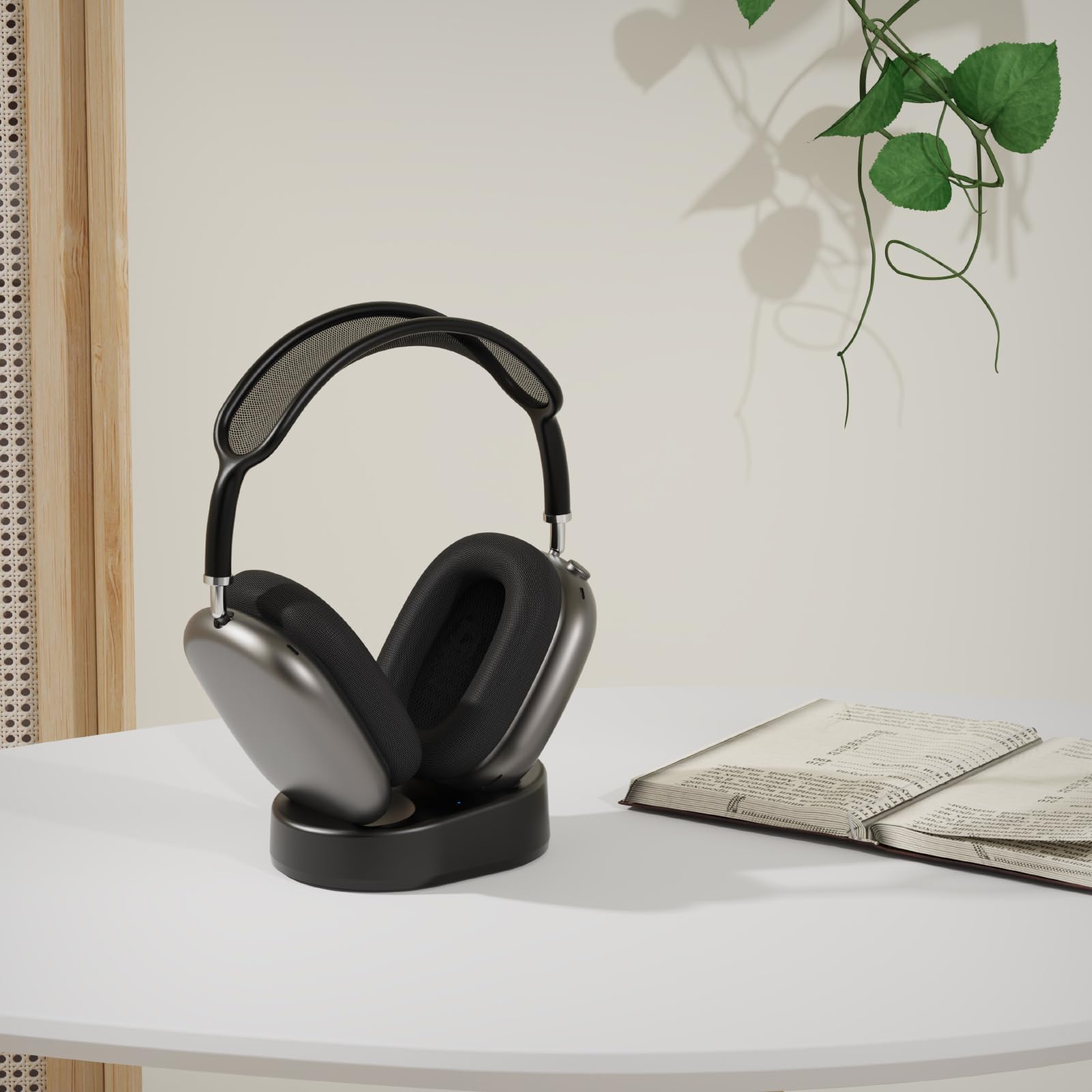ROUNKIN Charging Stand for AirPods Max Headphone,Magnetic Stand,Protable Desktop Headset Holder, Gaming Headset Stand, Charging Base for Headphones,Designed for AirPods Max (Black)