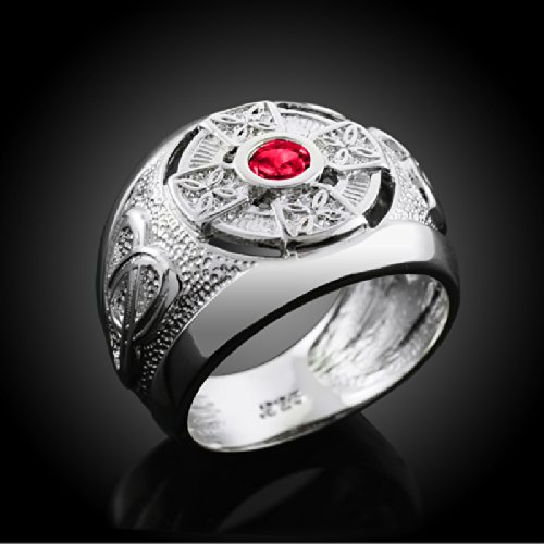 Solid 925 Sterling Silver Eternal Trinity Knot Band July Birthstone CZ Celtic Cross Ring
