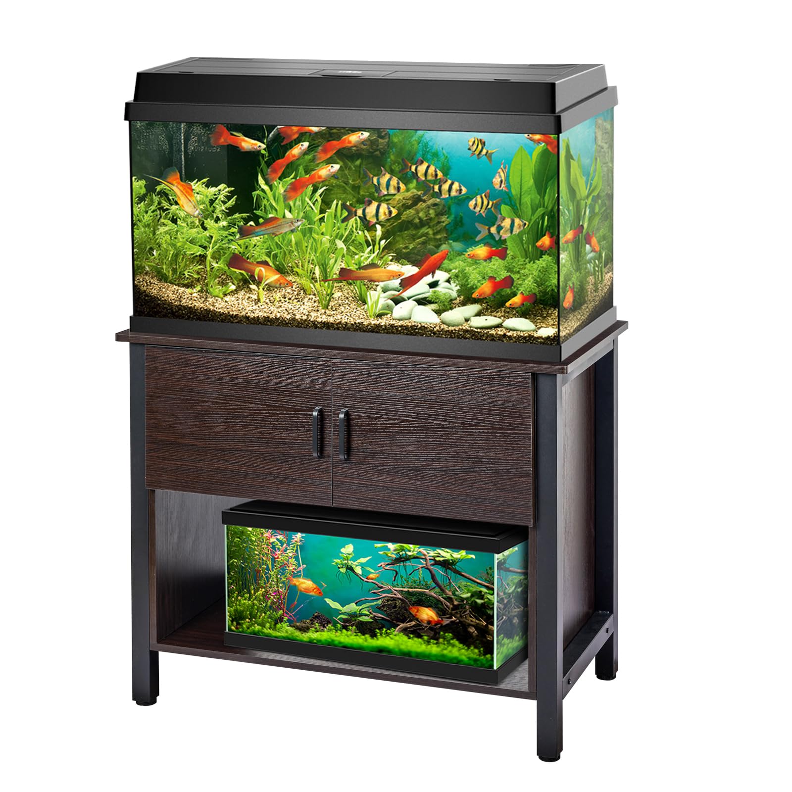 SLifet Aquarium Stand,Metal Fish Tank Stand with Cabinet,40 Gallon, for Fish Tank Accessories Storage,36.6" x 18.9" x 30.7" ,Turtle/ Reptile Terrariums(Aquarium Not Included)