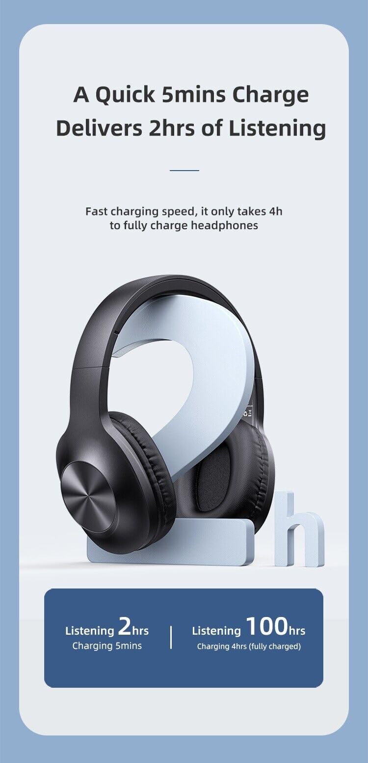SGNICS for Microsoft Surface Duo 2 Wireless Bluetooth 5.0 Headphones 100 Hours Playtime Foldable Lightweight Deep Bass Adjustable Headphones with Built in Mic