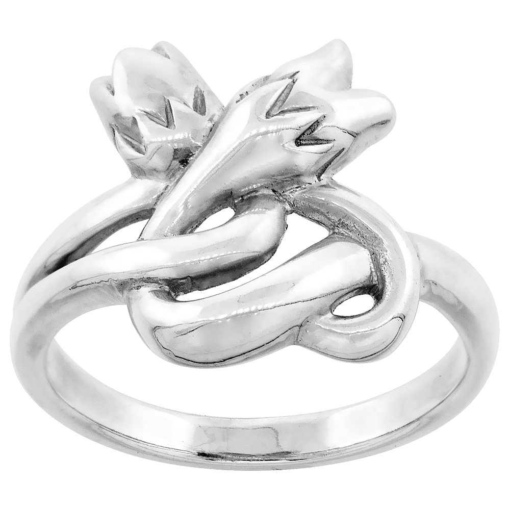 Sterling Silver Tulips Ring for Women Hefty Flawless Polished Finish 3/4 inch size 6