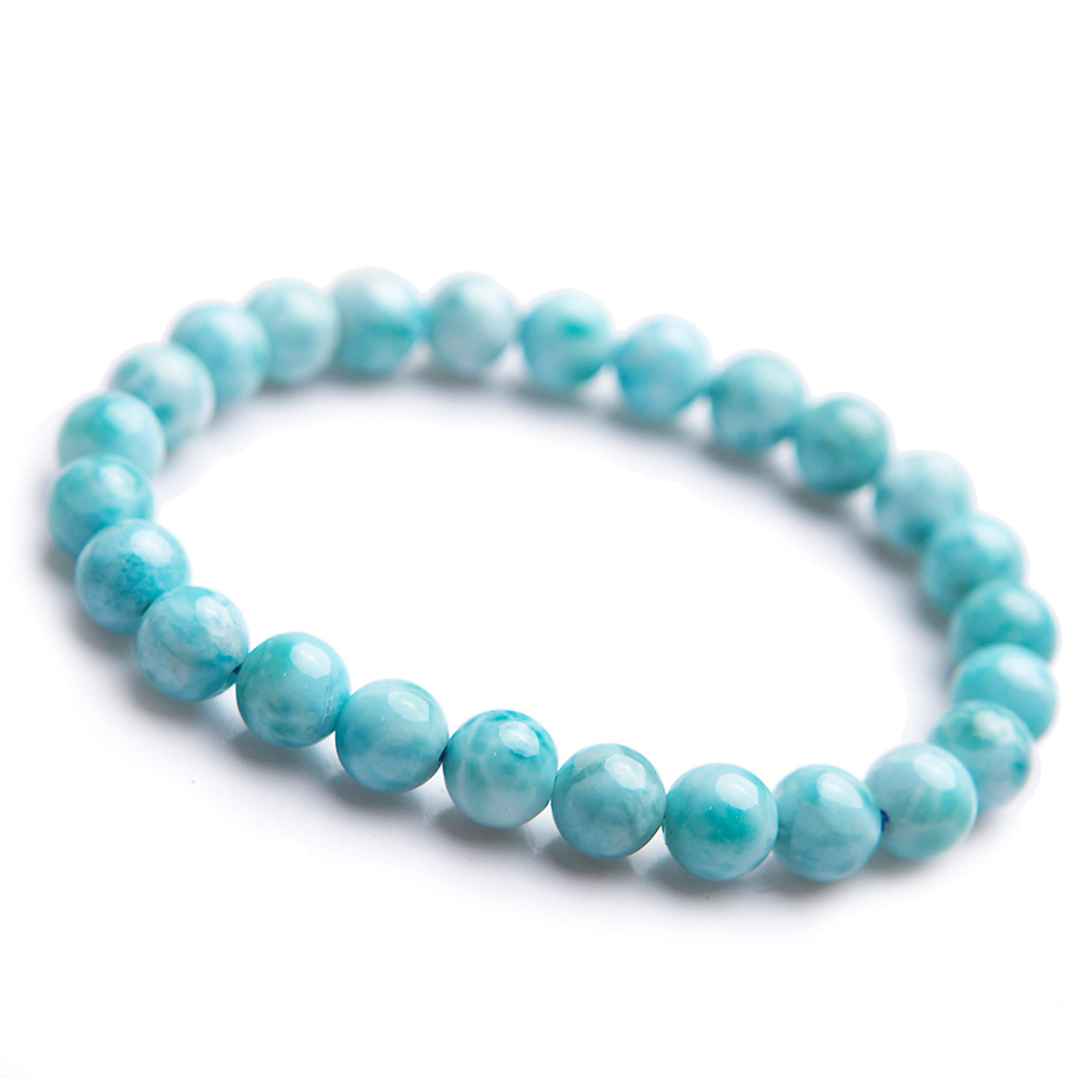 Wholesale 7mm Natural Blue Larimar Gemstone Crystal Round Bead Stretch Bracelet AAAAA
