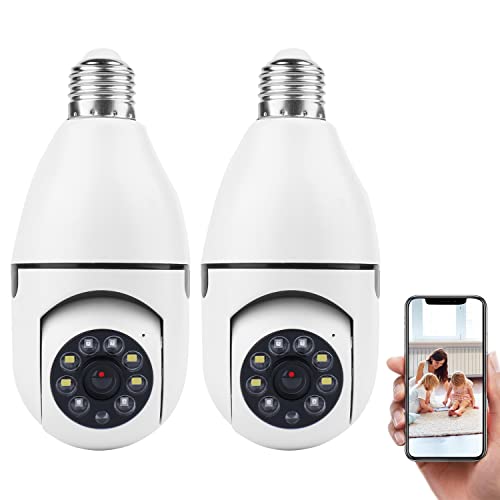 Wireless WiFi Light Bulb Camera: 2 Pack Light Socket Camera 360 Security Camera 2.4GHz Remote Access Night Vision Home Dome Camera for Indoor Outdoor Home Pet