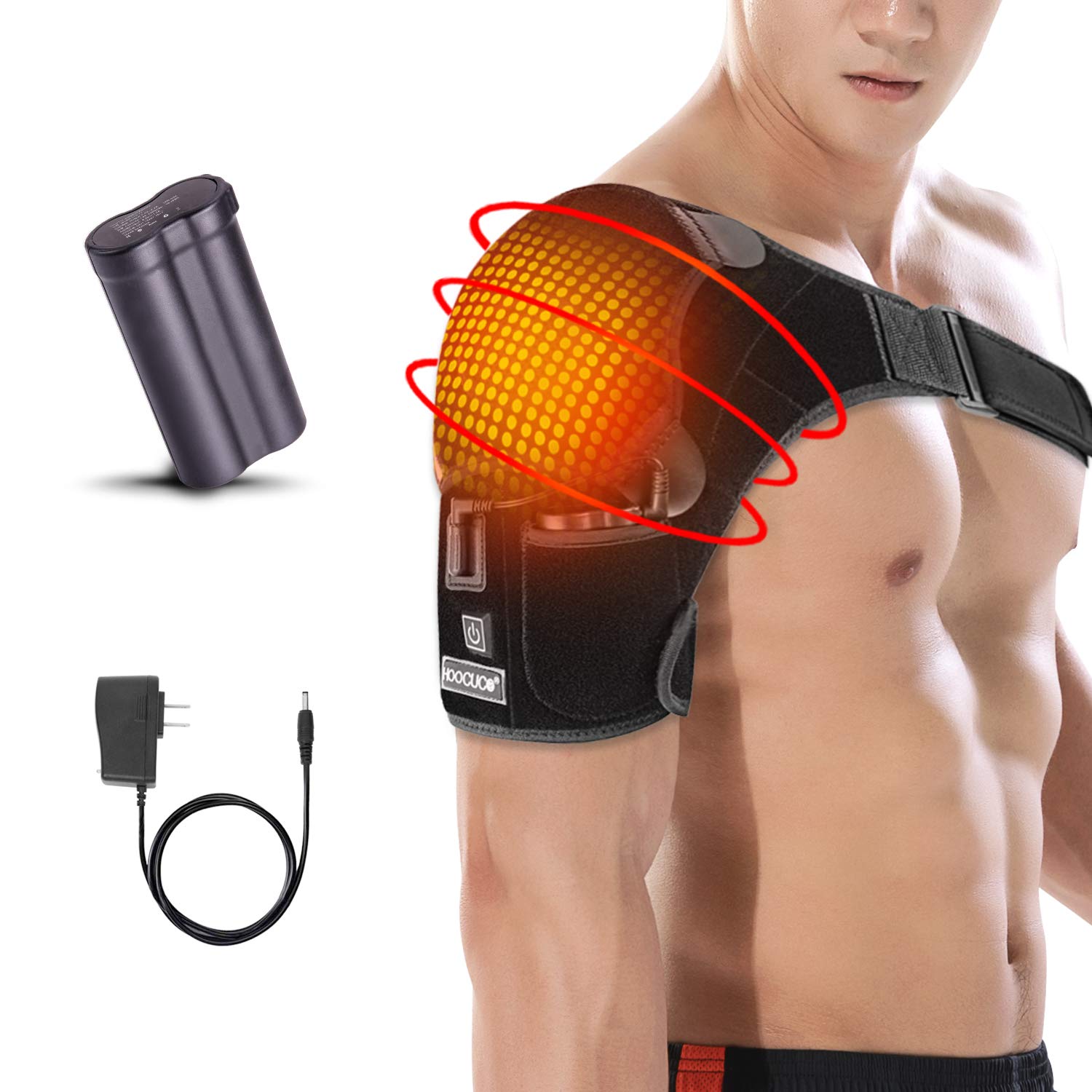Shoulder Wrap Brace Heating Pad Portable Adjustable Electric 3 Heat Settings Support Hot Therapy Pain Relief Stiff Soreness,Frozen Shoulder, Bursitis, Tendonitis Rotator Cuff AC Joint