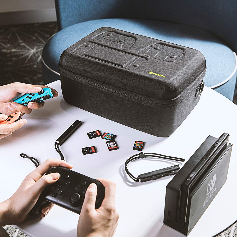 tomtoc Storage Case for Nintendo Switch OLED Model, Carrying Case Fit Pro Controller and 36 Games, Hard Shell Protective Case Fit Complete Set of Accessories for Travel and Party, Black