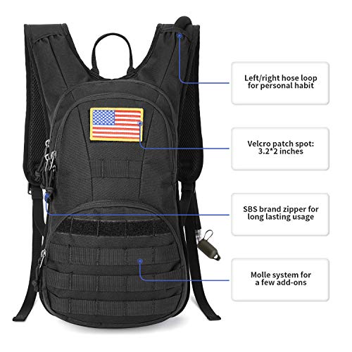 SHARKMOUTH Hydration Pack, Tactical Molle Hydration Pack Backpack 900D with 2L Hydration Water Bladder, Military Daypack for Running, Hiking, Cycling, Climbing, Hunting &Working Out