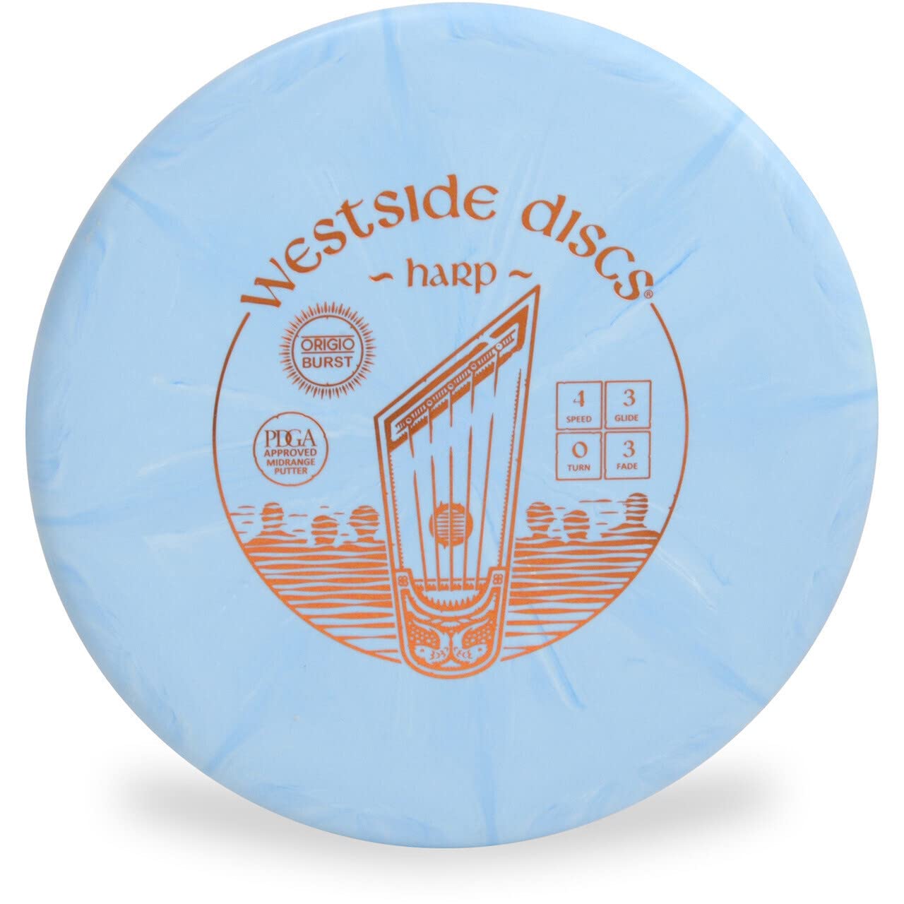 Westside Discs Harp (Origio Burst) Putter & Approach Golf Disc, Pick Weight/Color [Stamp & Exact Color May Vary] Grayish Swirly 173-174 Grams