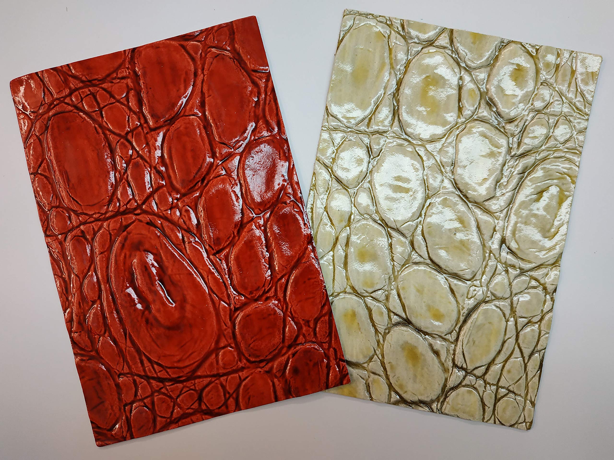 Upon Leather - 6 Genuine Leather Pieces. Embossed and Printed Croc Pattern Cowhide | Scraps 7”x 4.8” in. | Sheets pre-Cut from Whole hides | for Crafts, Earrings, Jewelry | Bright Happy Colors