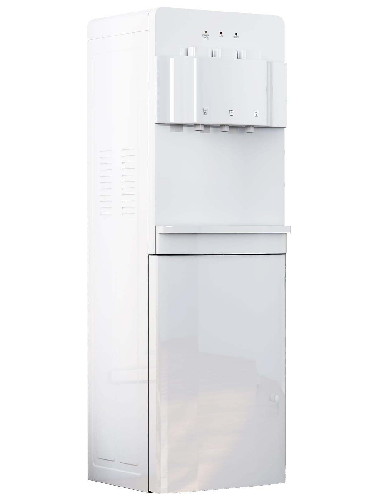 Tabu Bottom Loading Water Cooler Dispenser, Hot & Cold Holds 3 or 5 Gallon Bottle, with Anti-Scalding Design, Storage Cabinet and Child Safety Lock for Home, Office Use (White)