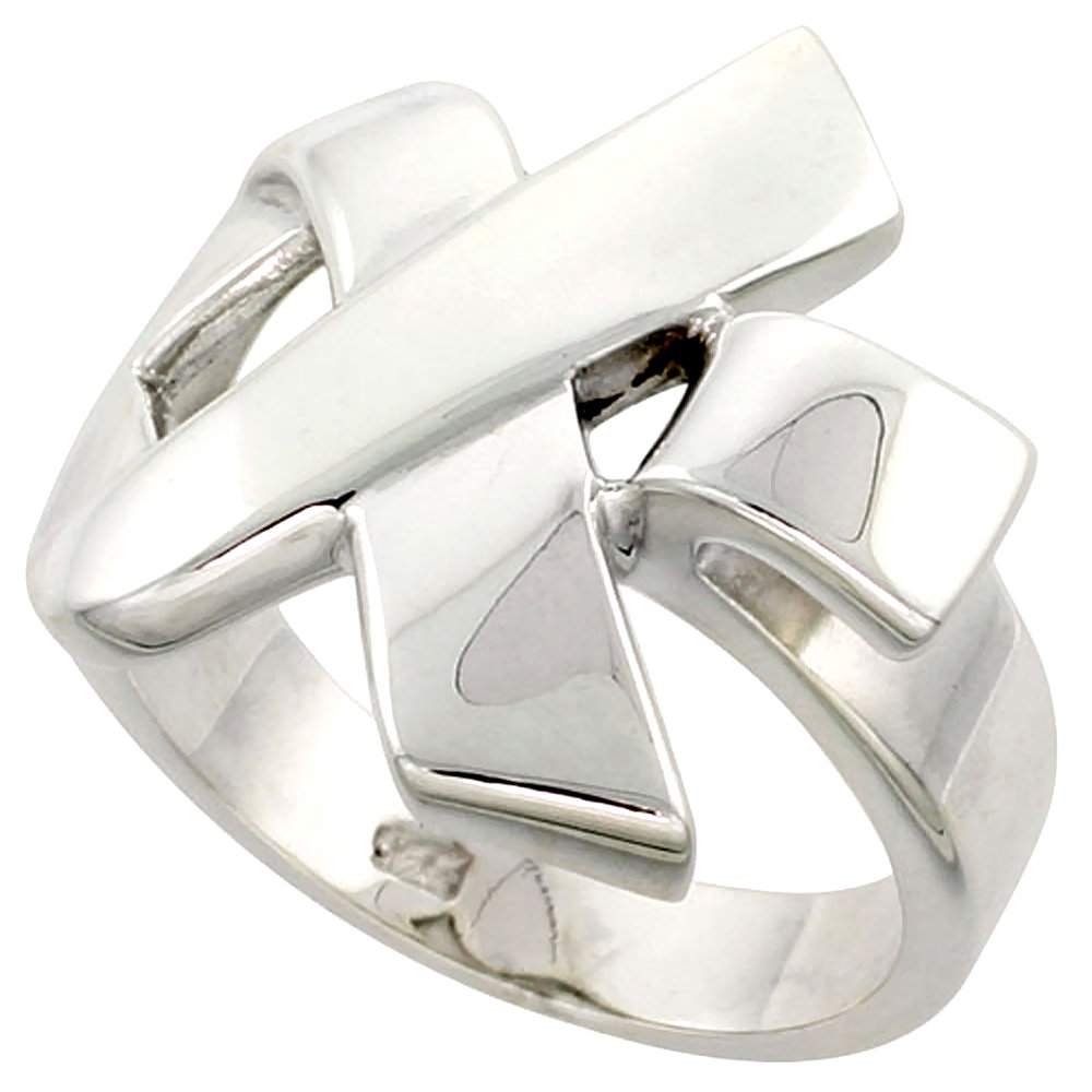 Sterling Silver Breast Cancer Awareness Ribbon Ring Flawless finish 7/8 inch wide, size 10