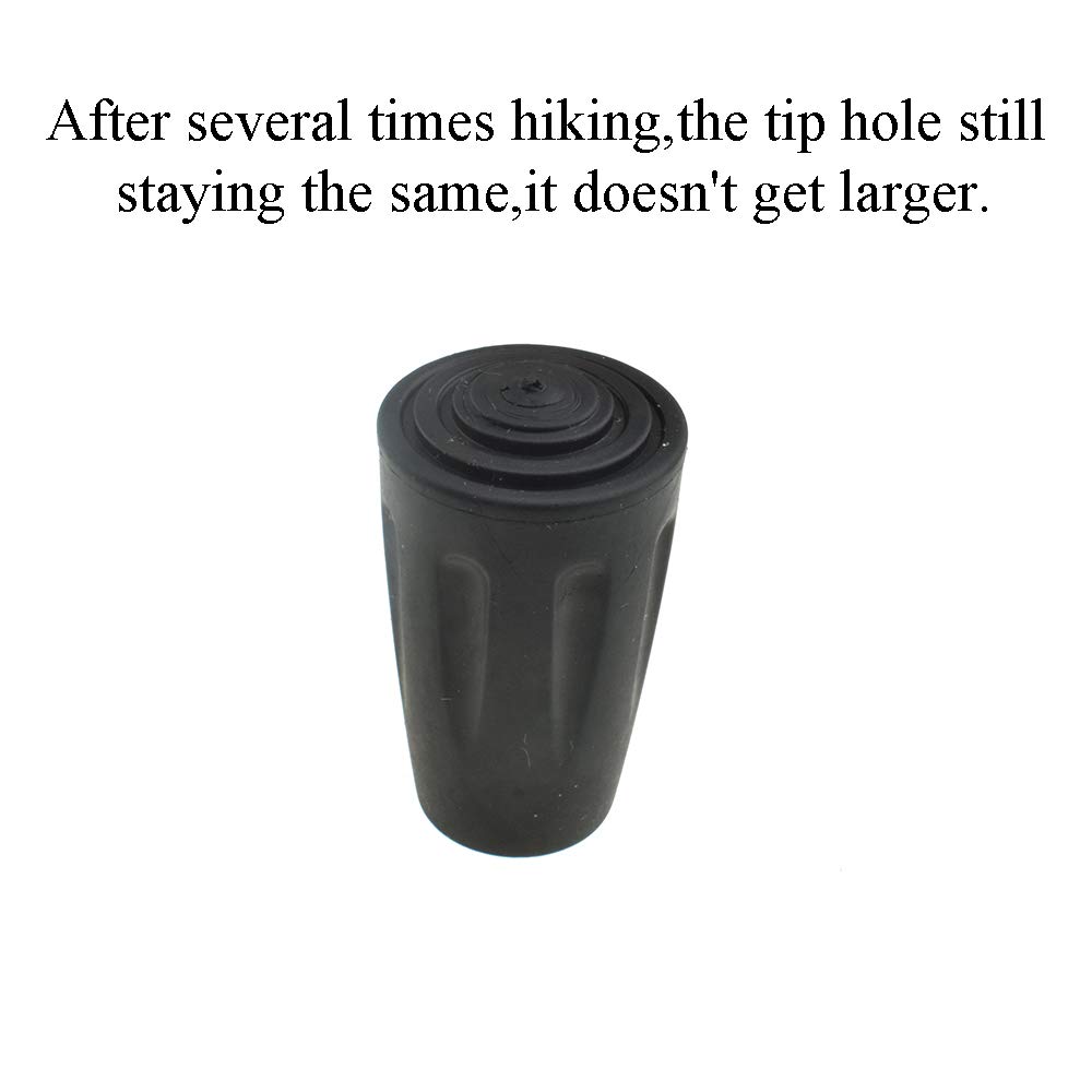 Yadaland Hiking Pole Rubber Tips 0.43inch Hole Diameter Protector Shock Absorbing Durable Solid Not Easy to Deform Slip Stay Securely for Trekking Walking Stick Grip Well Add Traction Black 5pieces