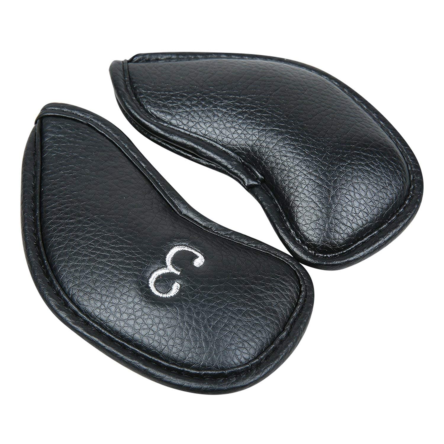 Sword &Shield sports 12pcs Thick Synthetic Leather Golf Iron Head Covers Set Headcover Fit All Brands Titleist, Callaway, Ping, Taylormade, Cobra, Nike, Etc (Black)