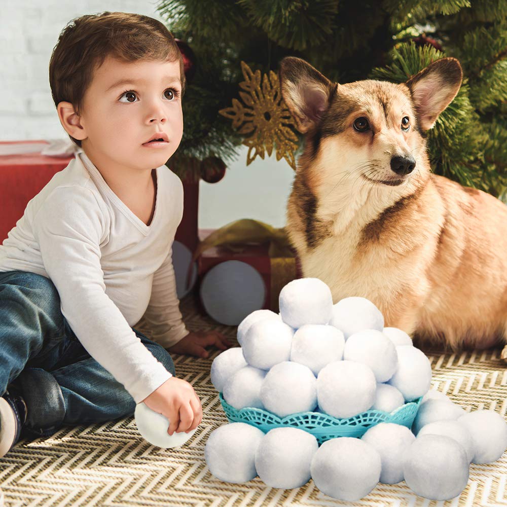 teytoy 60 Pack Snowball Toss,White Plush Snow Soft Balls Toy for Kids Adults Indoor Outdoor Game