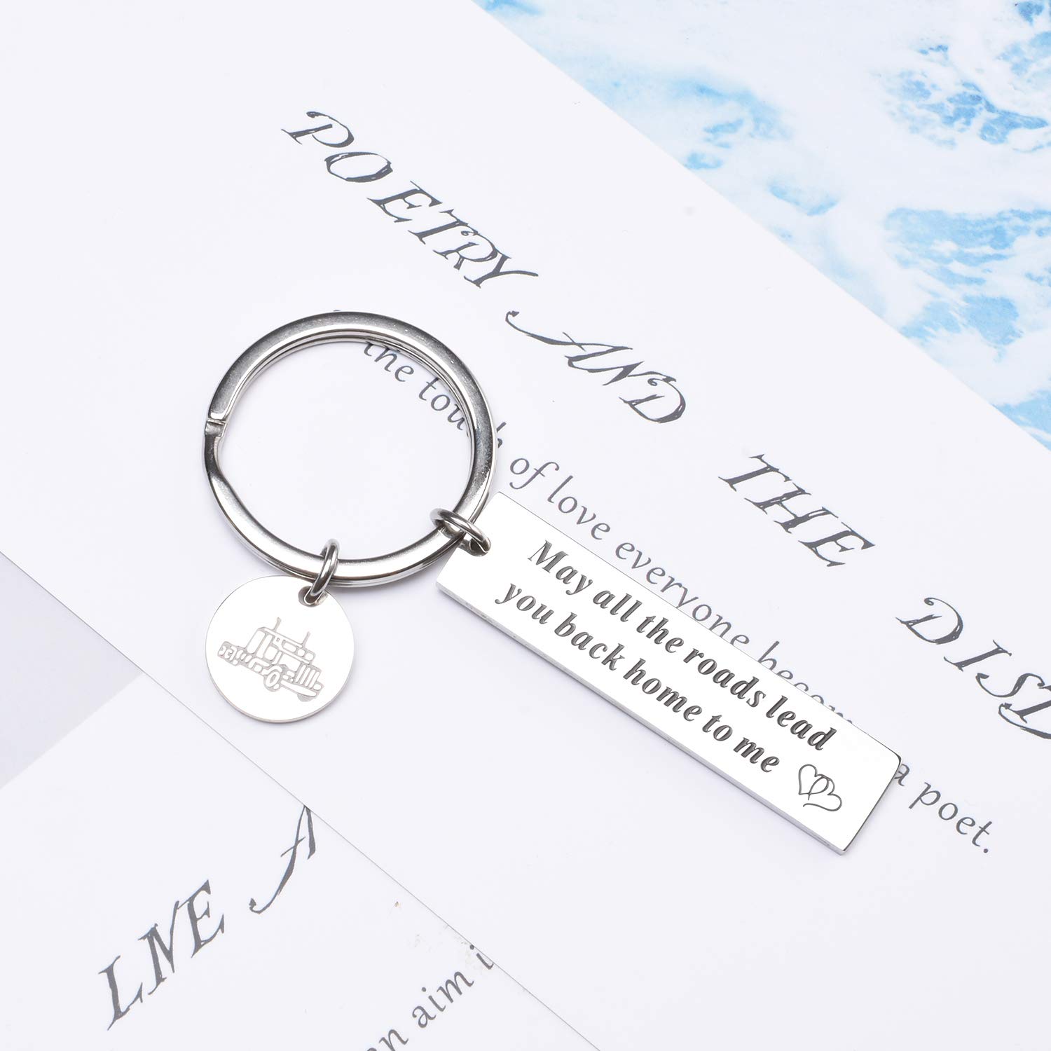 Trucker Husband Long Distance Gift For Semi Truck Driver keychain (truck-KR)