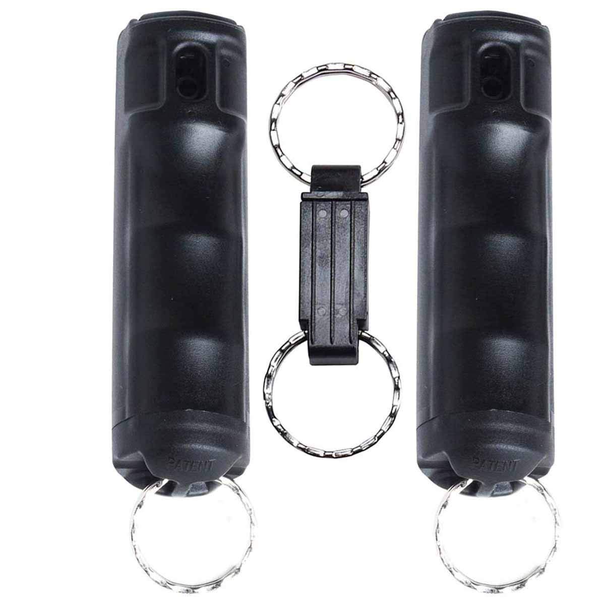 Vexor Police Strength Pepper Spray, (Two Pack) Self-Defense Pepper Spray for Women and Men, Hard Plastic Case and Quick-Release Key Ring for Convenient Protection (Black) - by ZARC International