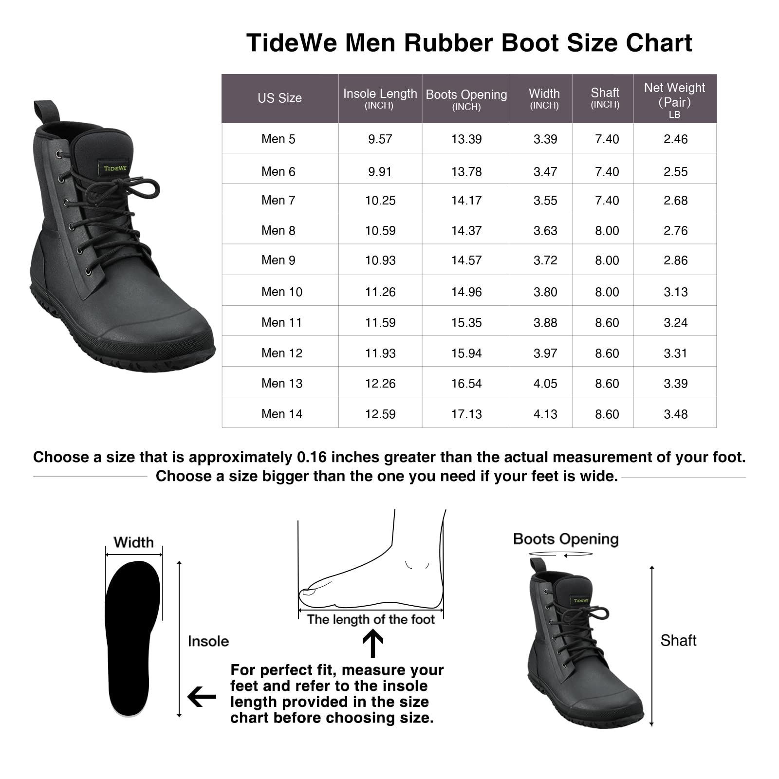 TIDEWE Men's Lace Up boots (Black & Camouflage, Size 5-14)