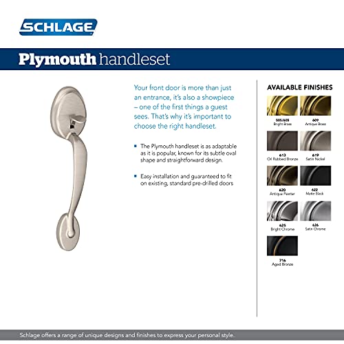 Schlage Lock Company Plymouth Front Entry Handle Flair Left-Handed Interior Lever (Bright Brass) FE285 PLY 505 FLA 605 LH - LOCK FE285 PLY 505 FLA 605 LH