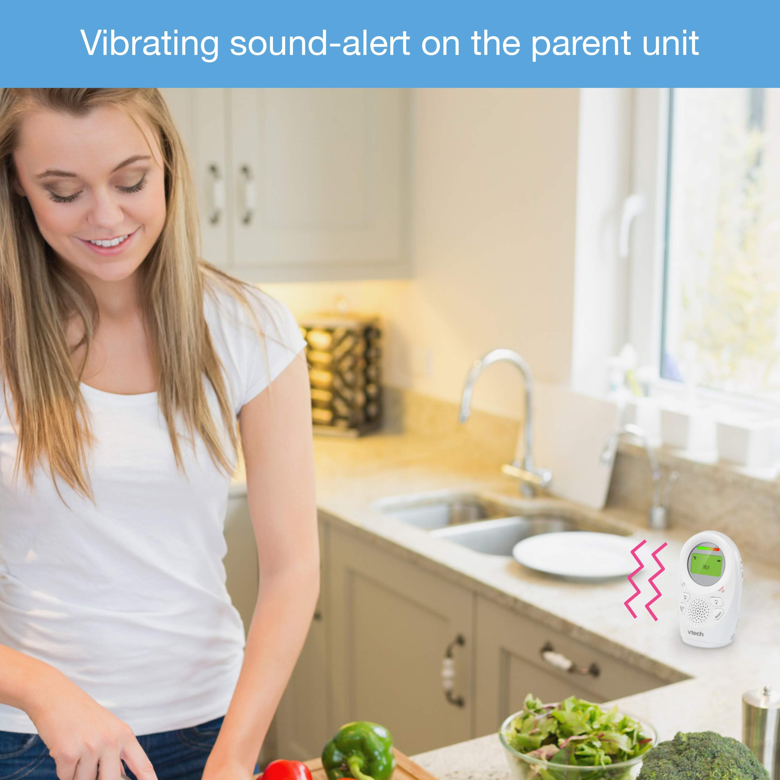 VTech DM1211 Enhanced Range Digital Audio Baby Monitor with Night Light, 1 Parent Unit, Silver & White (Renewed)
