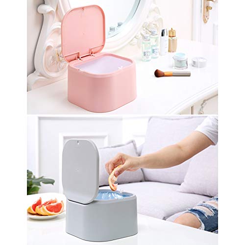 TURHAN Trashcan, 5 Colors Mini Trash Can Zero Waste Kitchen Recycle Bin Car Trash Bin Desktop Dustbin Plastic Waste Bin Garbage Bin Rubbish Bin (Color : Yellow)