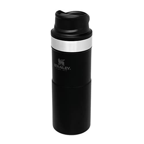 STANLEY Trigger Action Travel Mug 0.35L - Keeps Hot For 5 Hours - BPA-Free - Thermal Mug For Hot Drinks - Leakproof Reusable Coffee Cup - Dishwasher Safe - Matte Black
