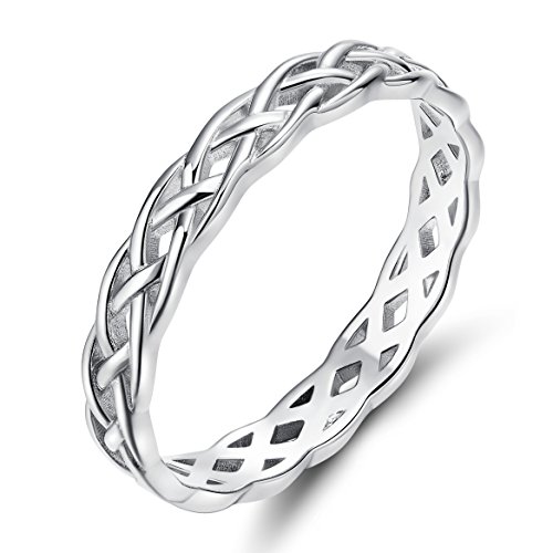 SOMEN TUNGSTEN 925 Sterling Silver Ring 4mm Eternity Celtic Knot Wedding Band for Women Size 9