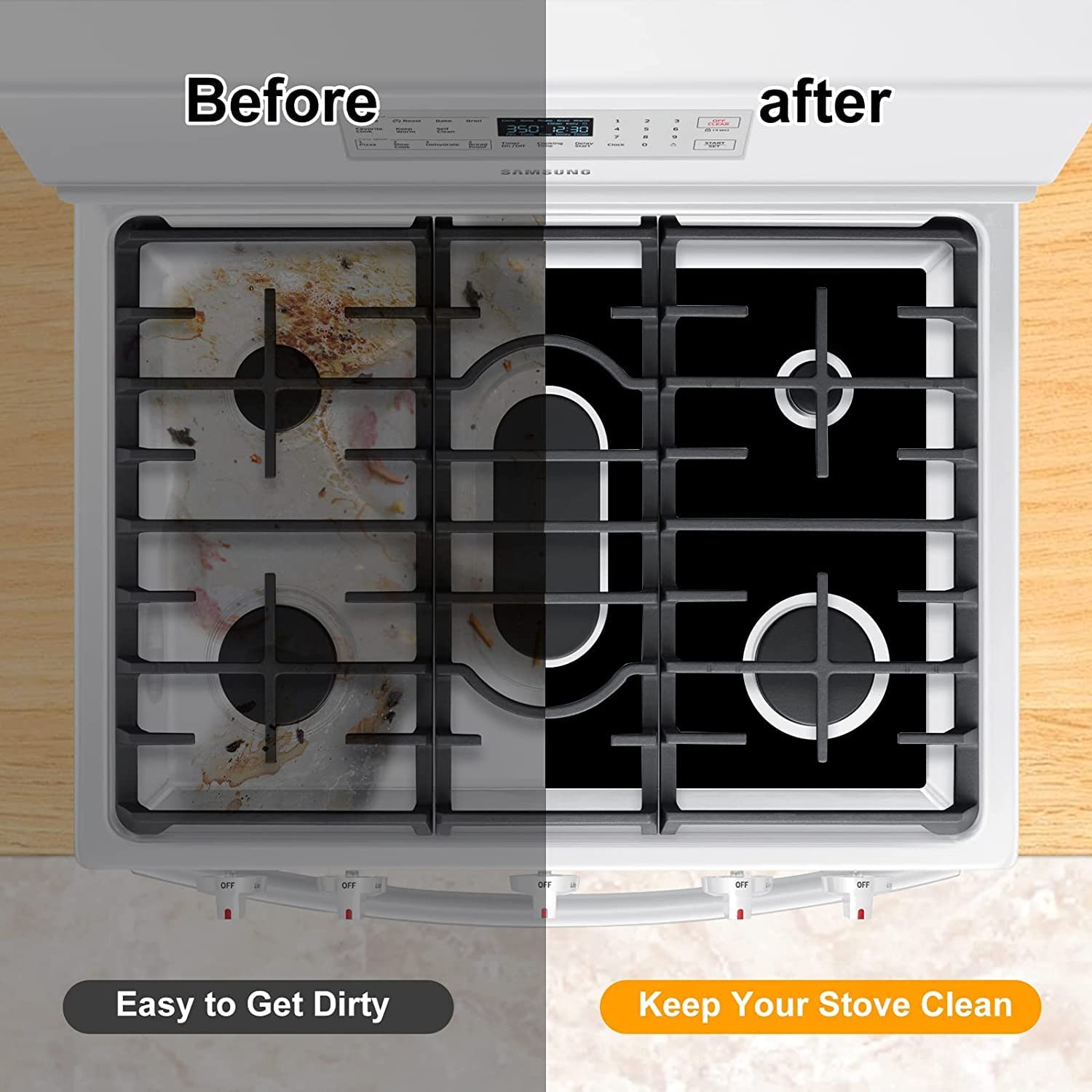 Stove Cover stove top protector, Non-Stick Stove Liner stove gap covers Stove Top Protectors for Samsung Gas stove burner covers，Washable Stove Protector Keep Stove Clean
