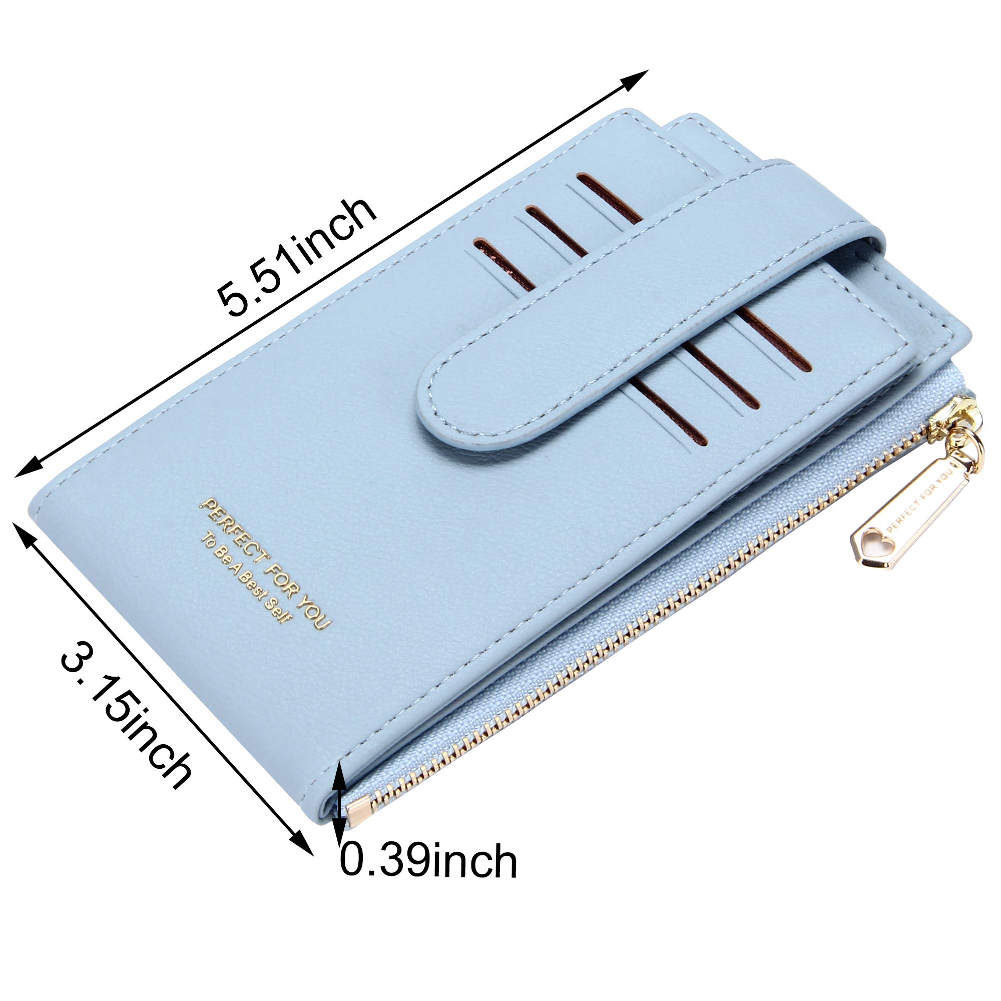 ZRTARY Slim Card Holder Wallets for Women RFID Bifold Card Case Money Organizer with Zipper Pocket