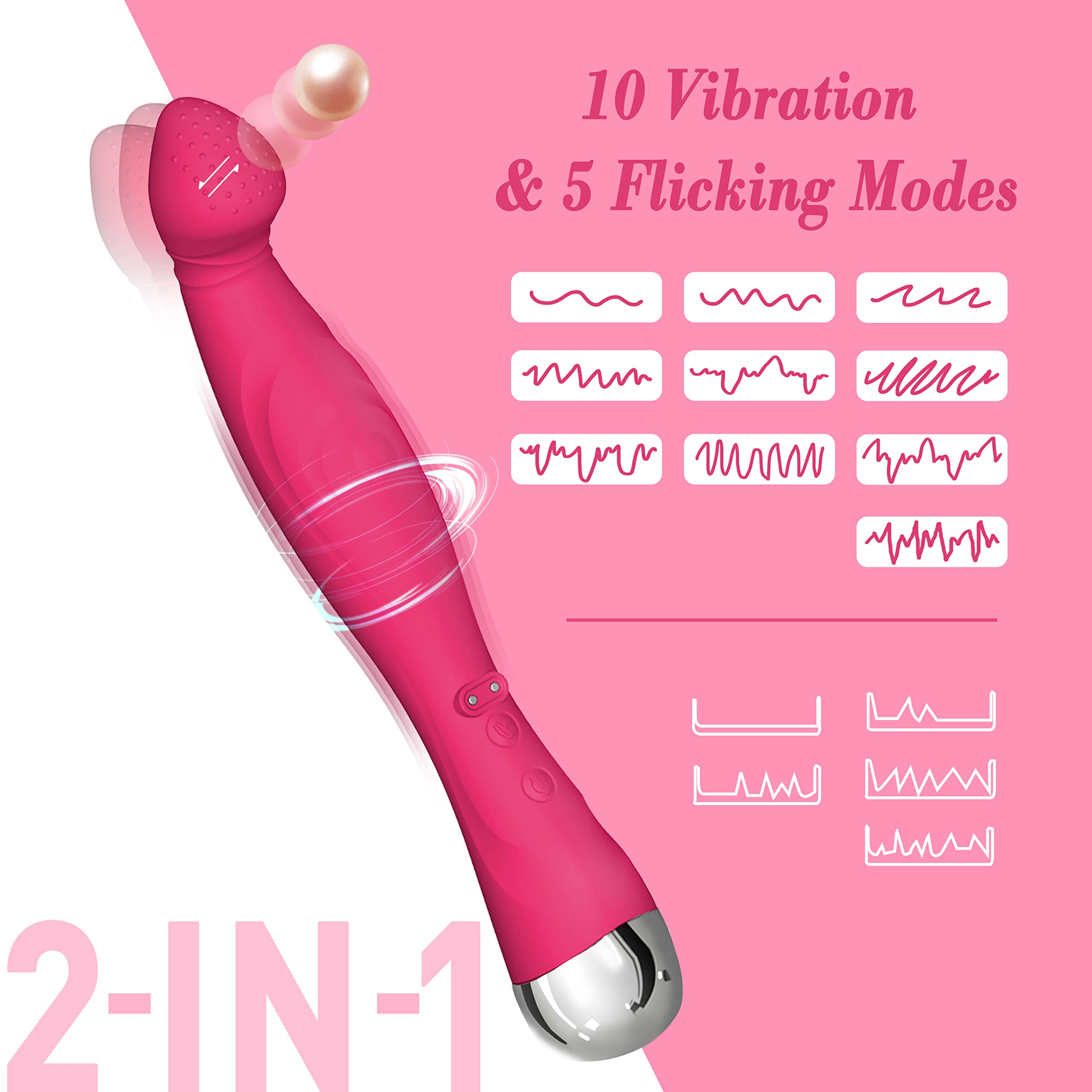 Slim Vibrator G Spot Toy Beginner Dildo, G Spot Stimulator Small Vibrator for Women Massager Wand, Mini Vibrator Thin Dildo with Flicking & Vibrating Modes, Womens Clitorous Toys for Orgasm Squirting