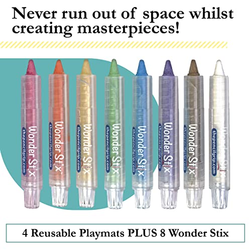 The Pencil Grip Create Everyday Black Board Playmat Kit with 8 Wonder Stix (TPG648)