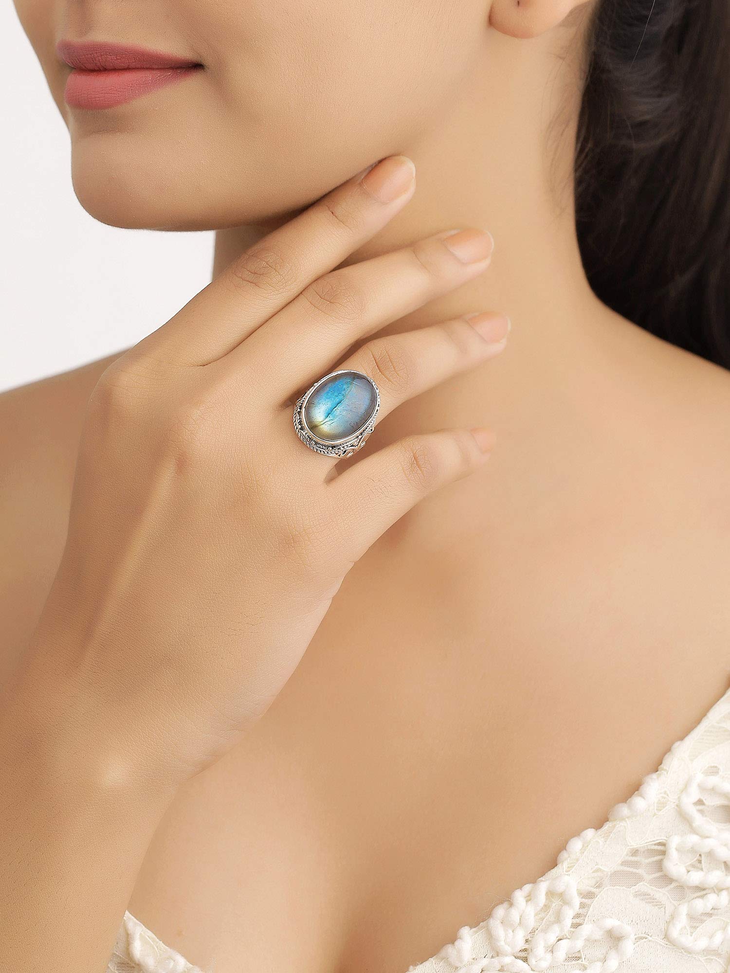 YoTreasure Labradorite Ring Solid 925 Sterling Silver Gemstone Designer Jewelry