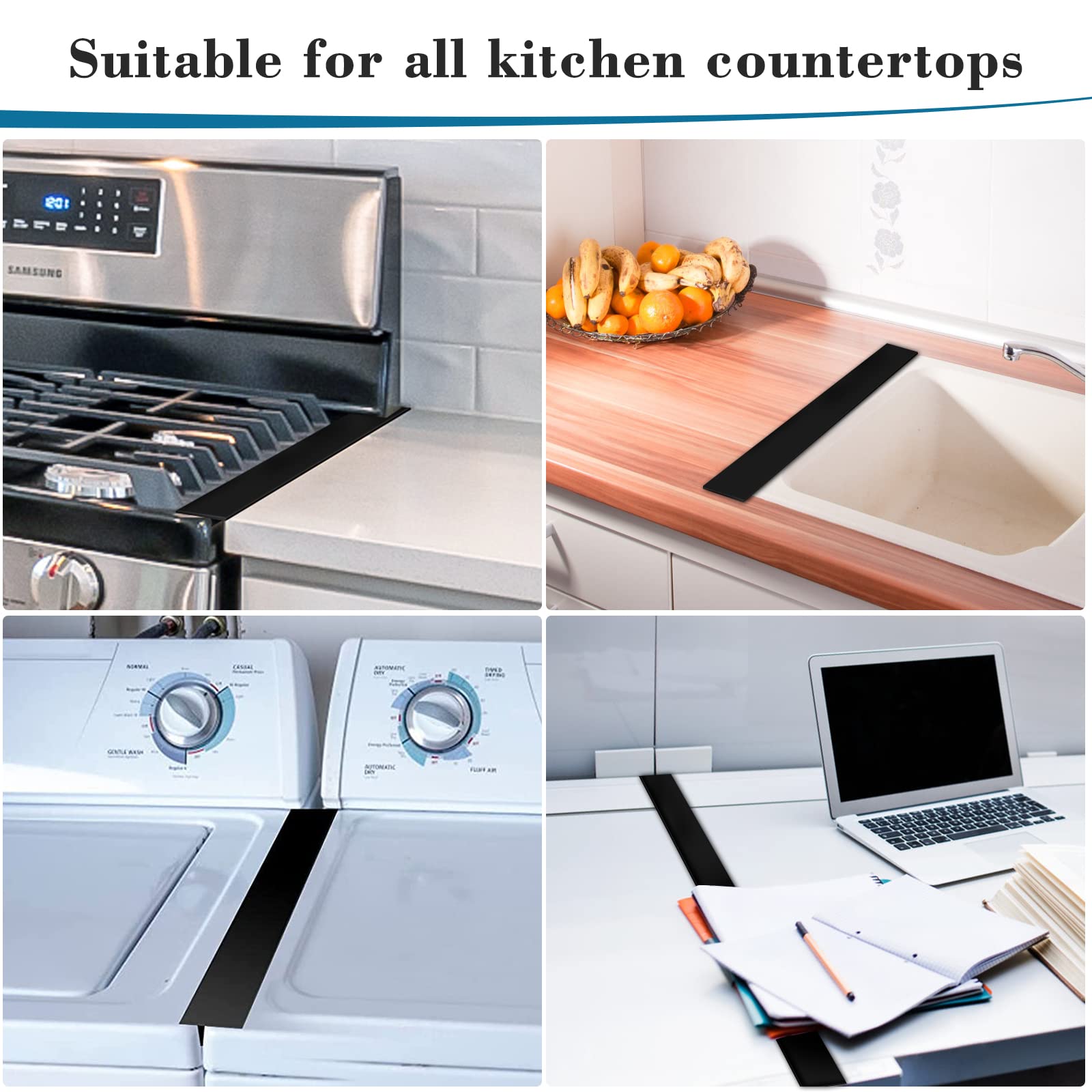 Stove Gap Covers Stove Guard Top Protector (5 Pack) Kitchen Counter Stove Burner Covers, Heat Resistant Oven Gap Filler Seals Gaps Between Stovetop, Counter, Washing Machines, Oven and Washer
