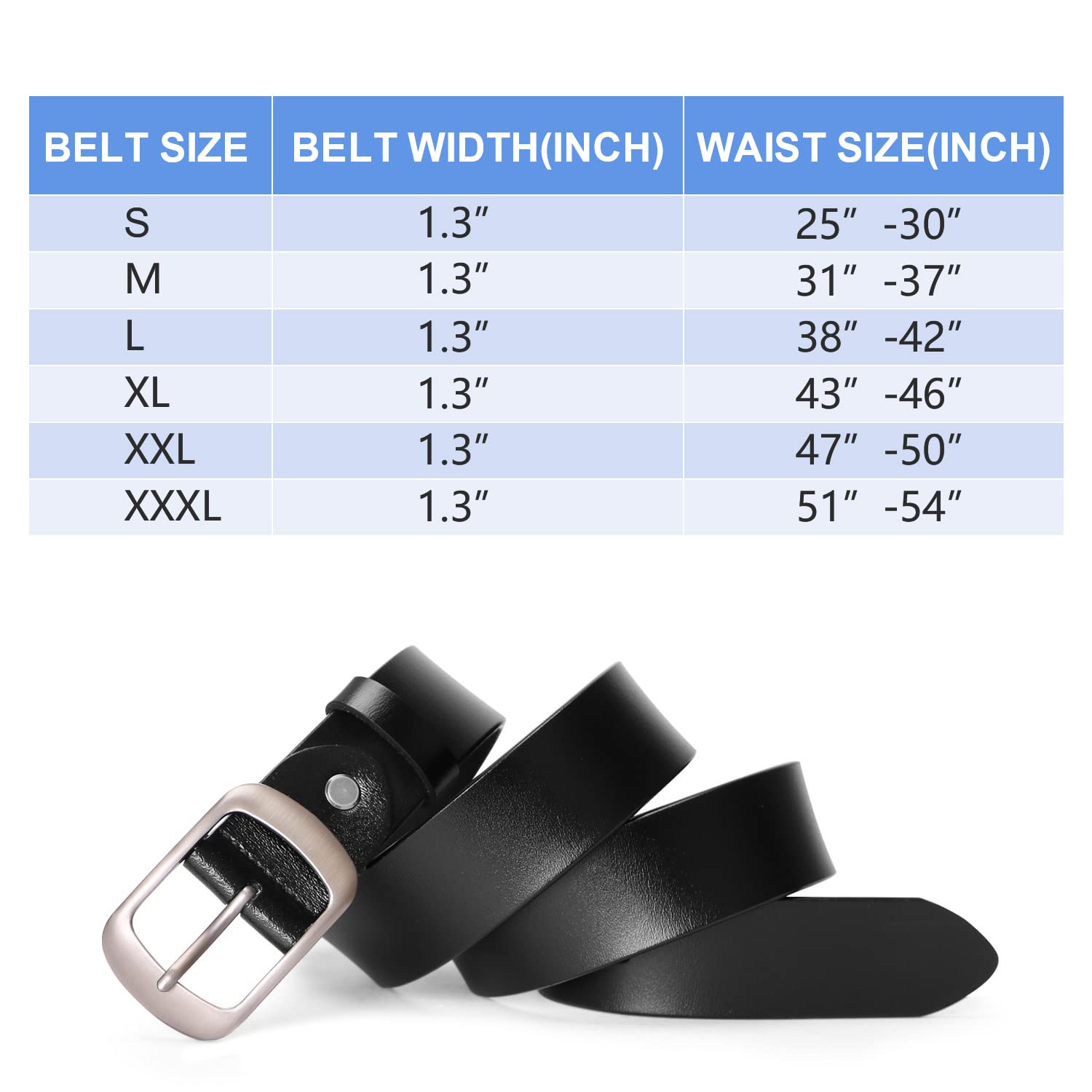 SUOSDEY Fashion Womens Soft Leather Belt, Waist Belt with Pin Buckle for Jeans Pants, black belt,width 1.3"
