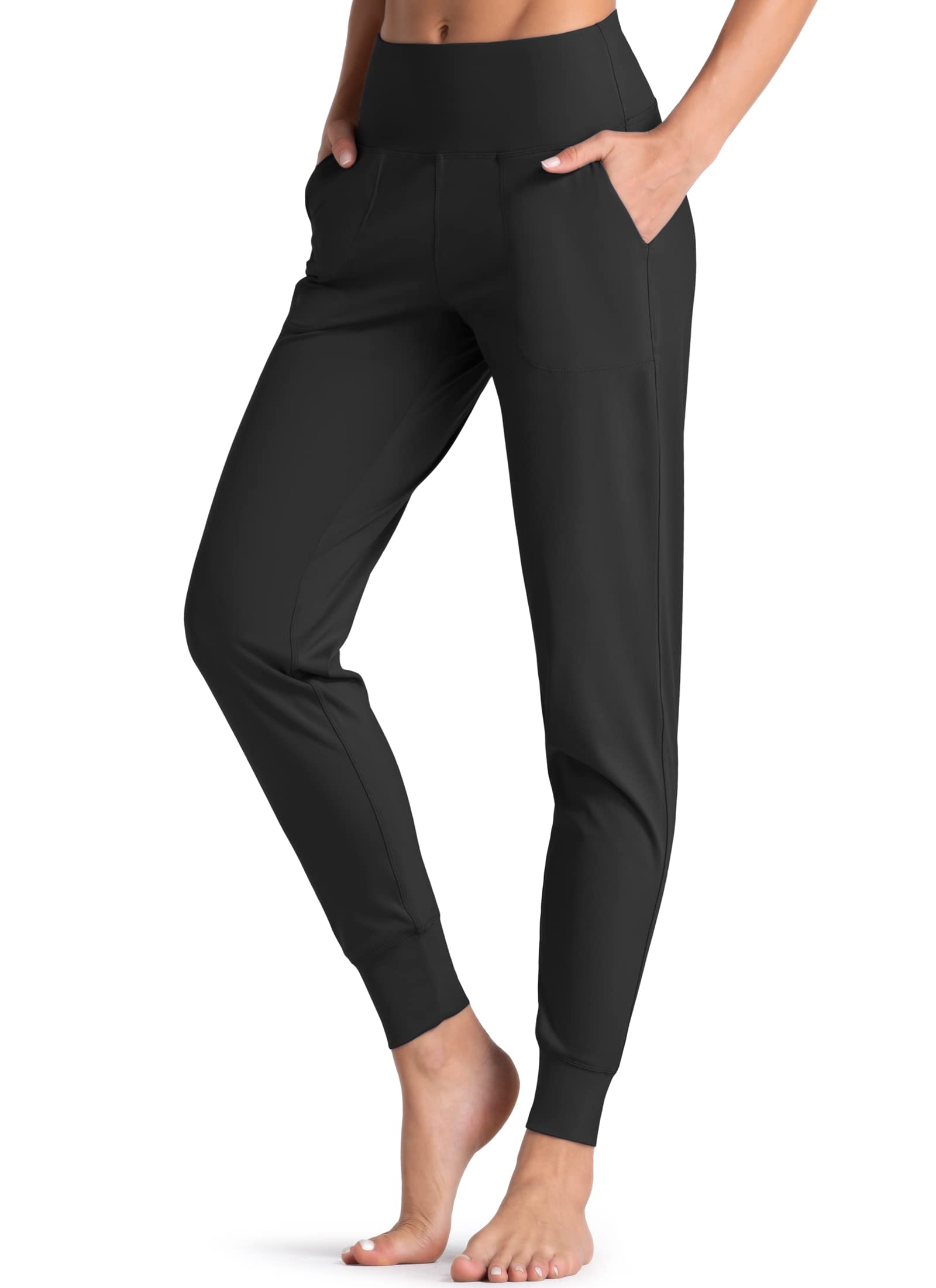 Wjustforu Joggers for Women High Waist Active Sweatpants, Women's Lounge Sweatpant with Pockets ((Small, Black)