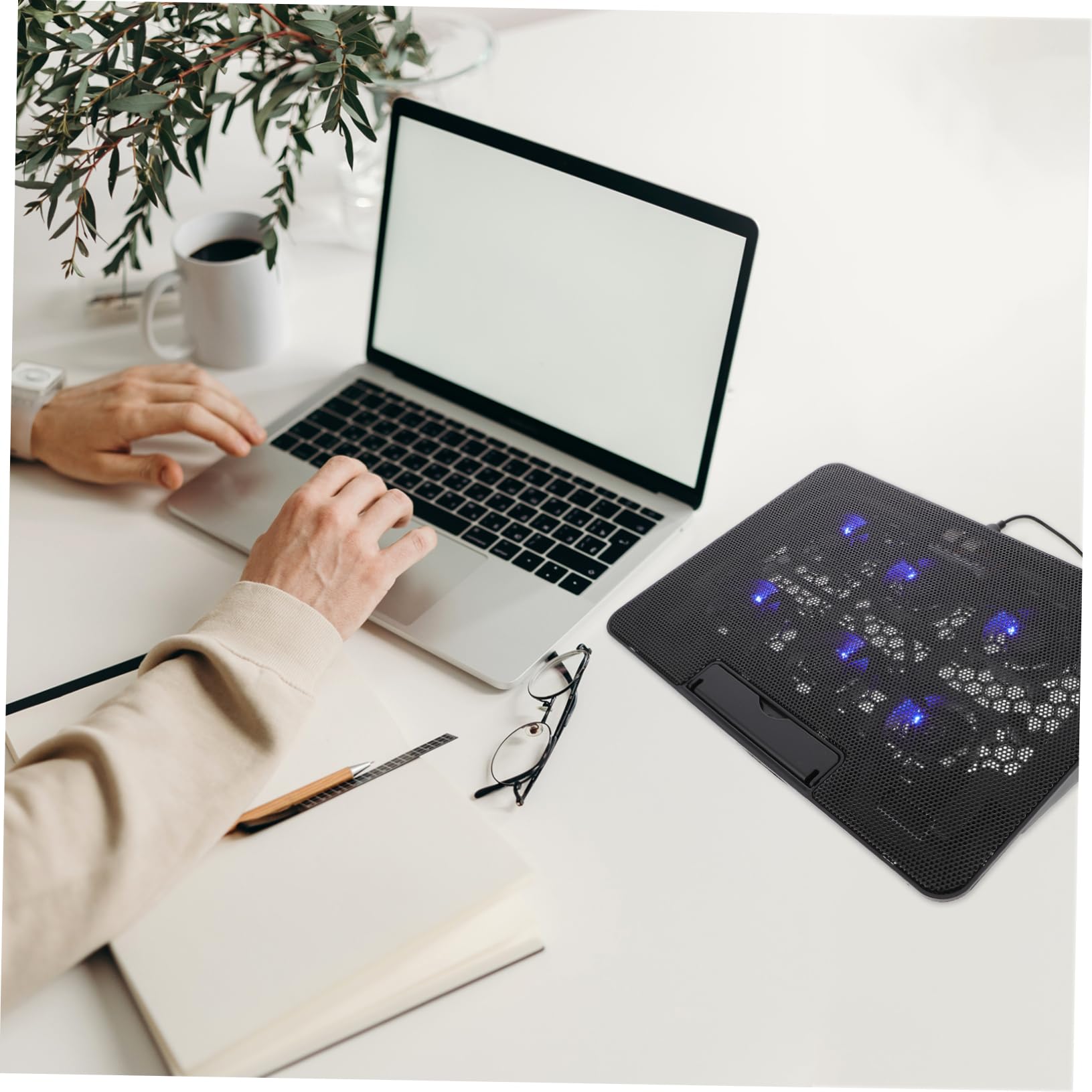 UKCOCO Computer Radiator Laptop Cooling Pad Laptop Stand Portable Laptop Fan Cooler Laptop Stand Cooler Laptop Stand for Desk Cooling Stand Laptop Mount Bracket Plate Plastic Notebook S6