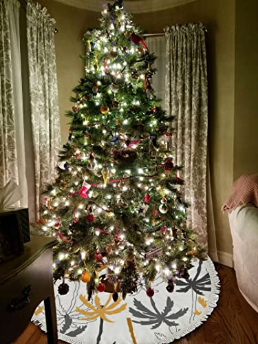 Small Christmas Tree Skirt Palm Tree Pattern,30 Inch Tree Skirt for Christmas Holiday Party Decoration,Rustic Tree Skirts Mat Home Indoor Outdoor Ornaments