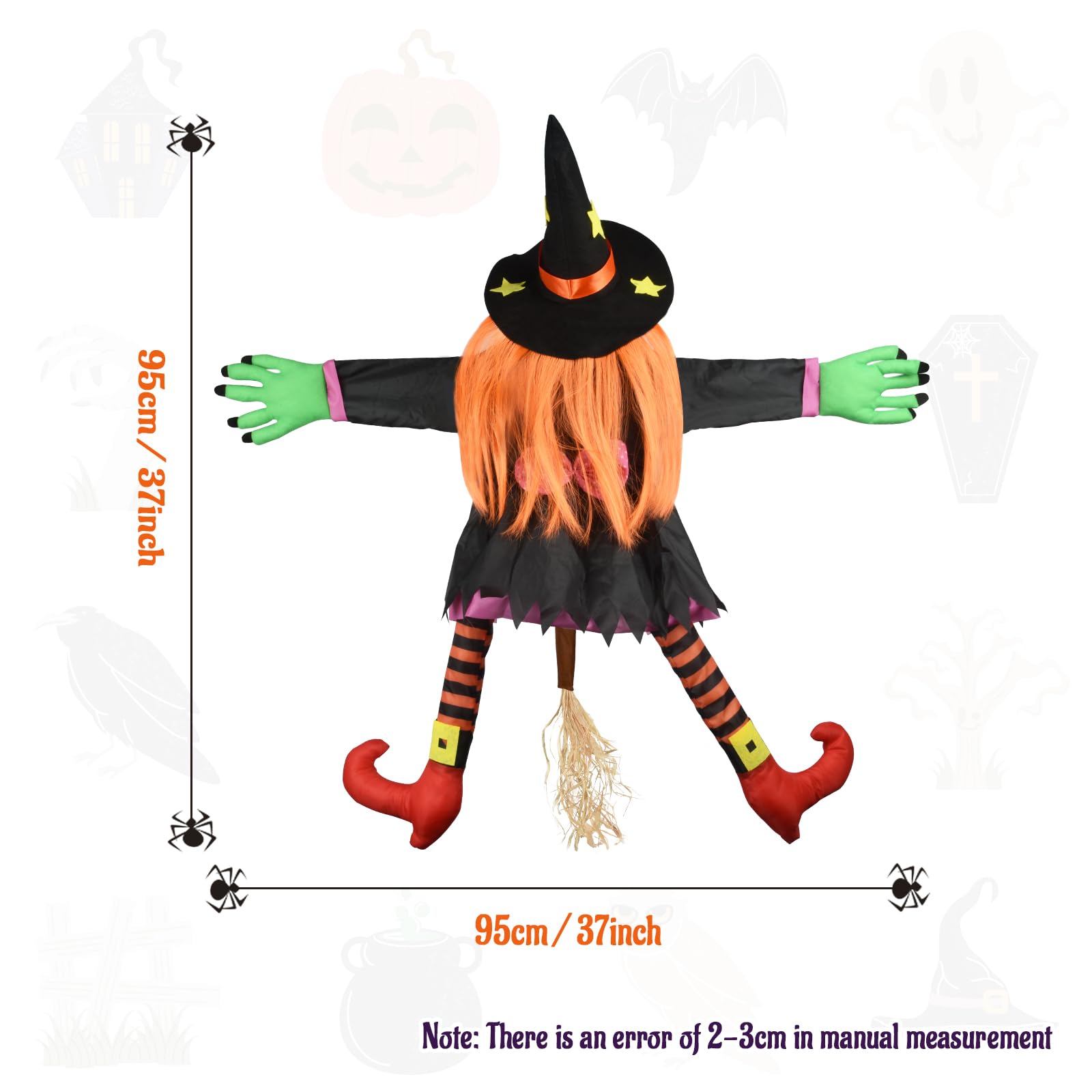 SHAVINGFUN Crashing Witch Halloween Outdoor Decoration-Flying Crashed Witches,Crashing Witch into Tree Halloween,Flying Witch Decor for Front Yard, Tree, Porch, Outdoor Lawn