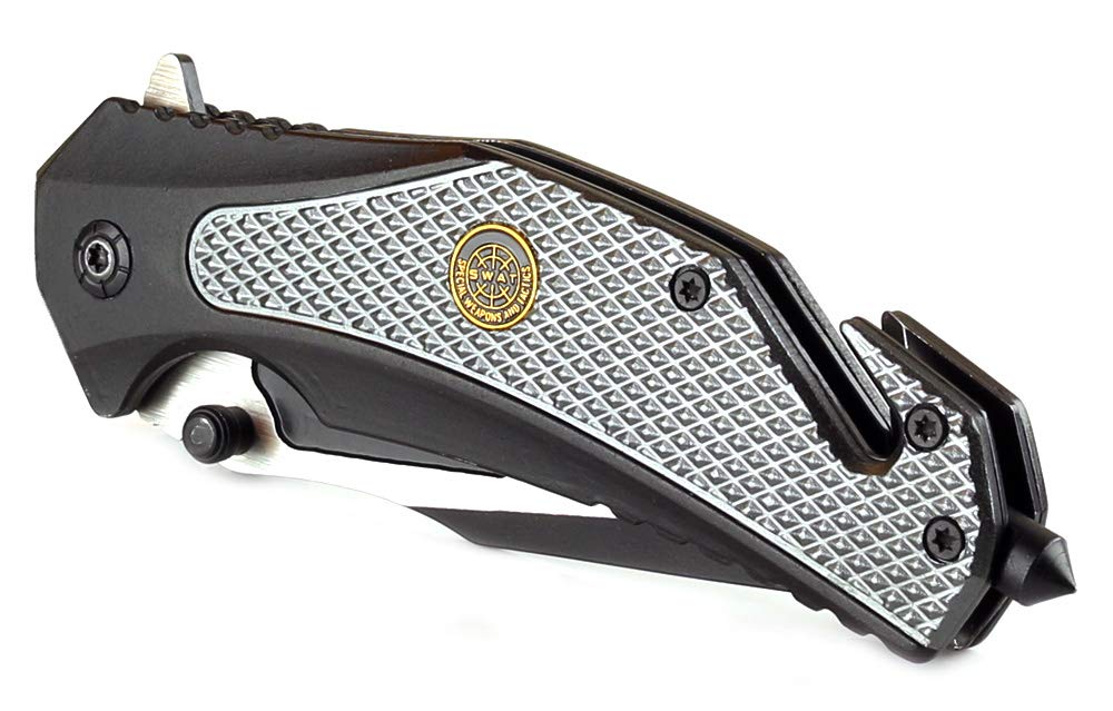 Vulcan Gear Emergency Service Tactical Assisted Open Metal Rescue Folding Knife (Black - S.W.A.T)