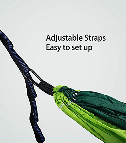 Sutekus Camping Double Hammock Ultralight Parachute Portable Hammocks for Hiking Camping Backpacking (Dark Green/Green)