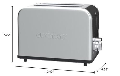 Toaster 2 Slice, CUSIMAX Stainless Steel Toaster with Large LED Display, Bread Toaster 1.5'' Extra-wide Slots with 6 Browning Settings, Cancel/Bagel/Defrost Function, Removable Crumb Tray, Silver