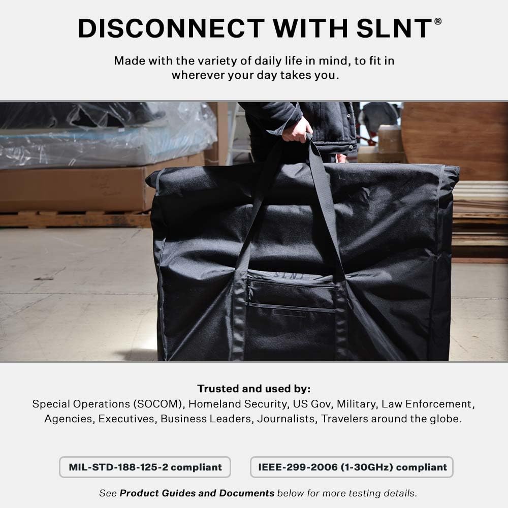 SLNT Utility Faraday Bag for Solar Panels and Large Electronic Devices with Silent Pocket - Military-Grade Water Resistant Nylon, Multishield Blocks Wireless Signals - Protects from Hacking, Spying
