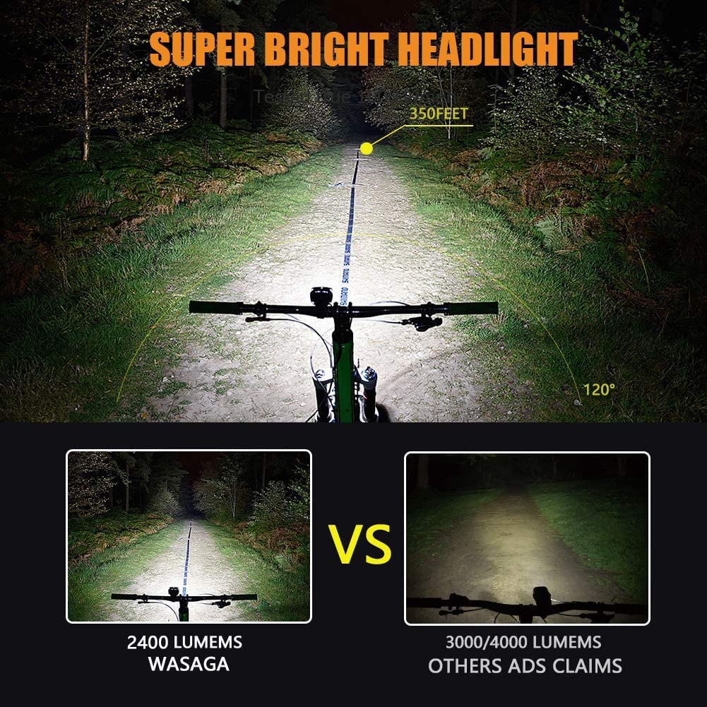Ultra Bright USB Rechargeable Bike Light Set - Super Bright 5 Light Mode Powerful Bicycle Front Headlight and Back Taillight for Night Riding Road for Men, Women and Kids Mountain Bikes