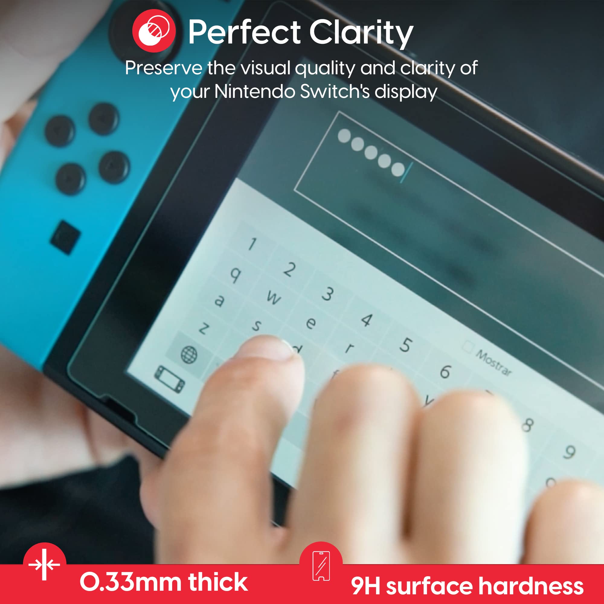 TALK WORKS Nintendo Switch Screen Protector - Scratch, Crack Resistant, Ultra-Thin HD Touchscreen Tempered Glass Cover (Pack of 3)