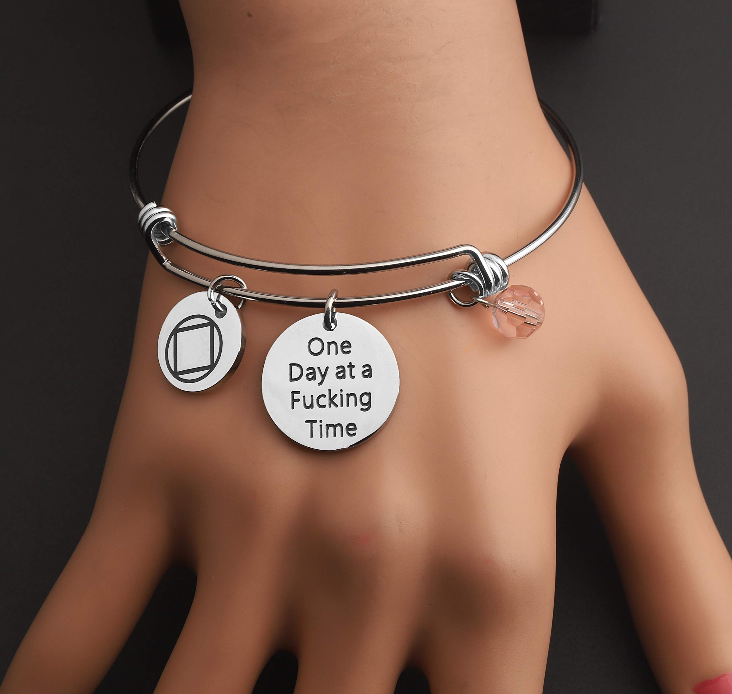 TIIMG One Day at a Time Sobriety Gift Addiction Recovery Gift AA Gift NA Gift 12 Step Gifts Alcoholics Anonymous AA NA Recovery Sobriety Bracelet (One day at a time NA)