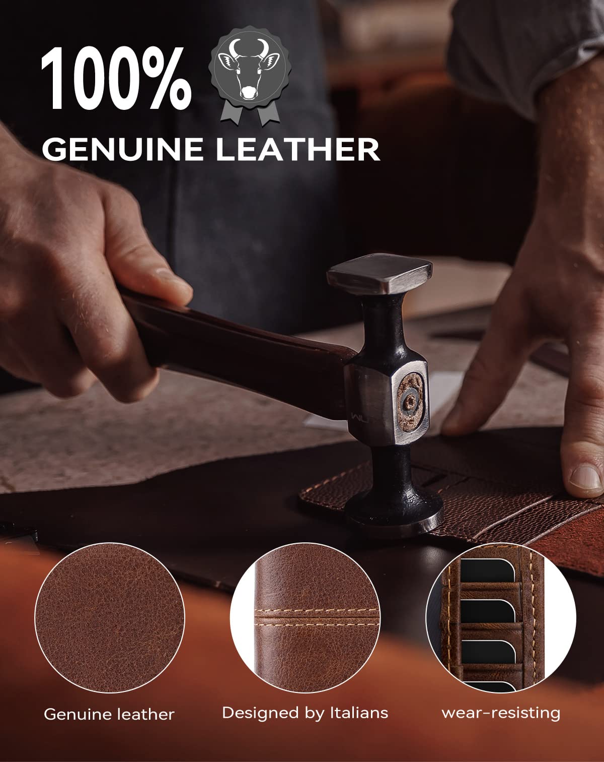 Swallowmall Mens Wallet RFID Blocking Genuine Leather Bifold Wallets For Men, ID Window 16 Card Holders with Gift Box