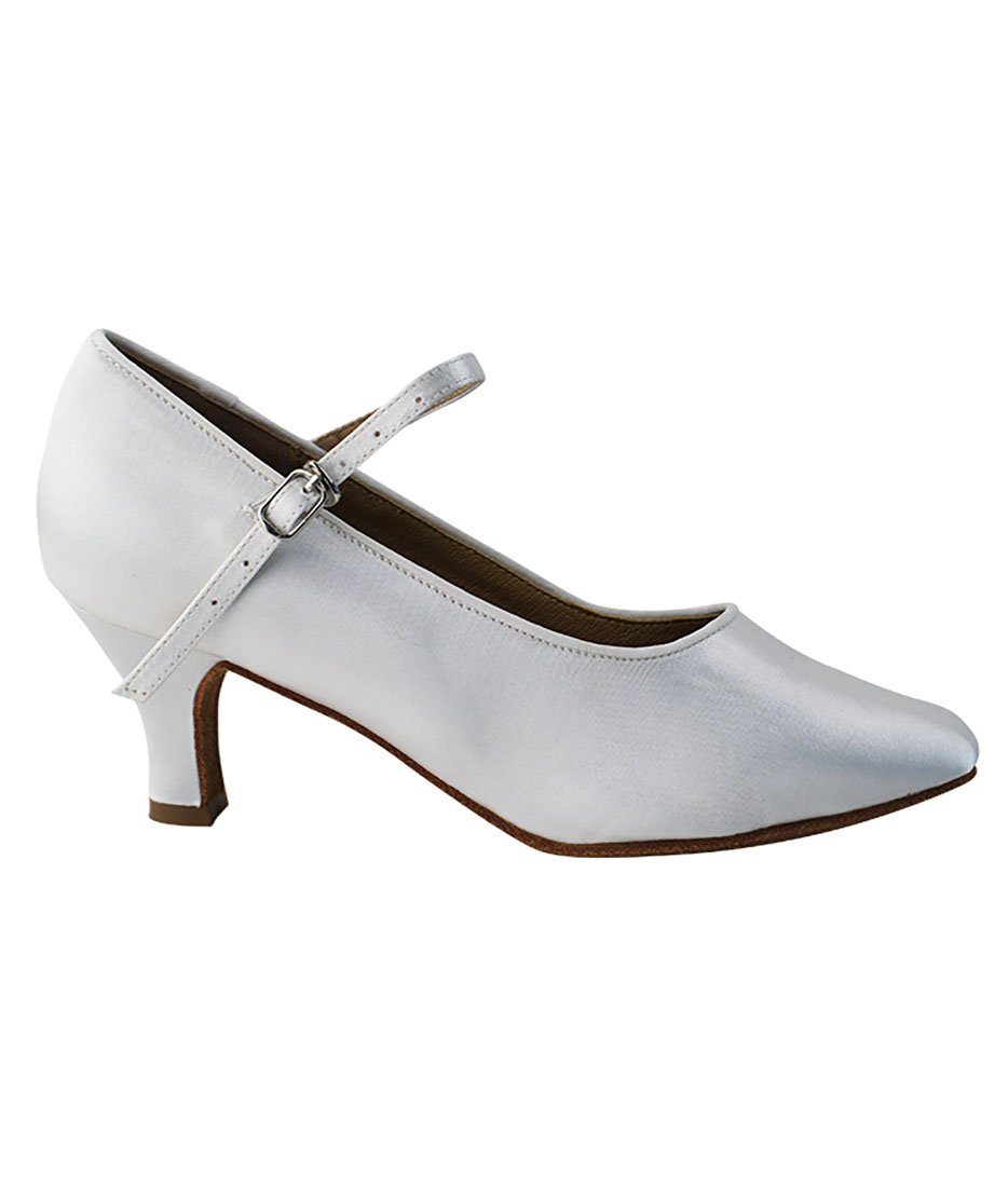 Very Fine Dance Shoes - Ladies Standard, Smooth Ballroom Dance Shoes - SERA5522-2.5-inch Heel and Foldable Brush Bundle - White Satin - 8