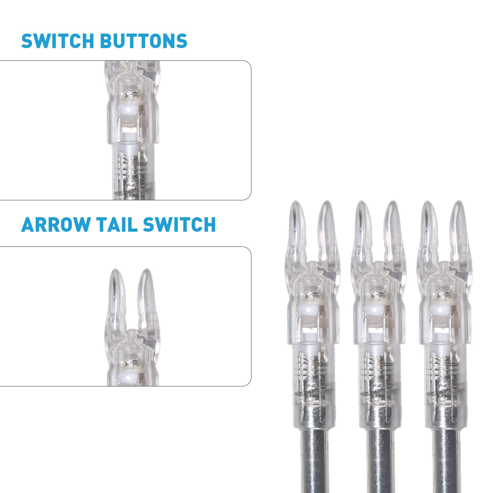 YAFIYGI 6 PCS Lighted Nocks for Arrows with .244"/6.2mm Inside Diameter Bowstring Activated Linear Switch LED Nocks Illuminated Lighted Archery Nocks