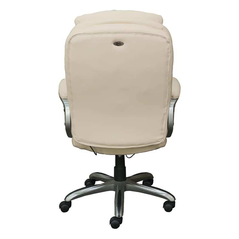 Serta My Fit Executive Office Adjustable Ergonomic Chair with Layered Cushions, Bonded Leather, 360 Motion Support, Ivory