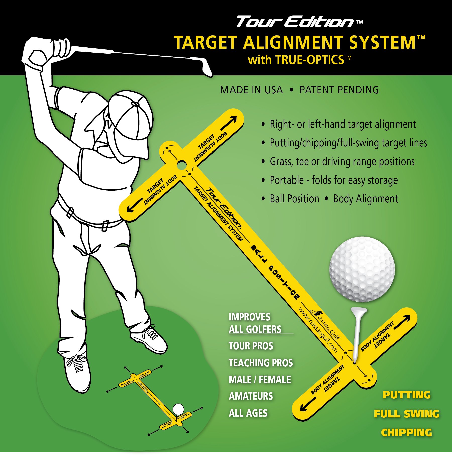 Tour Edition Golf Training Aids Target Alignment System Device For Golf Swing Trainers For Putting and Driving Without A Golf Stick Or A Golf Rod