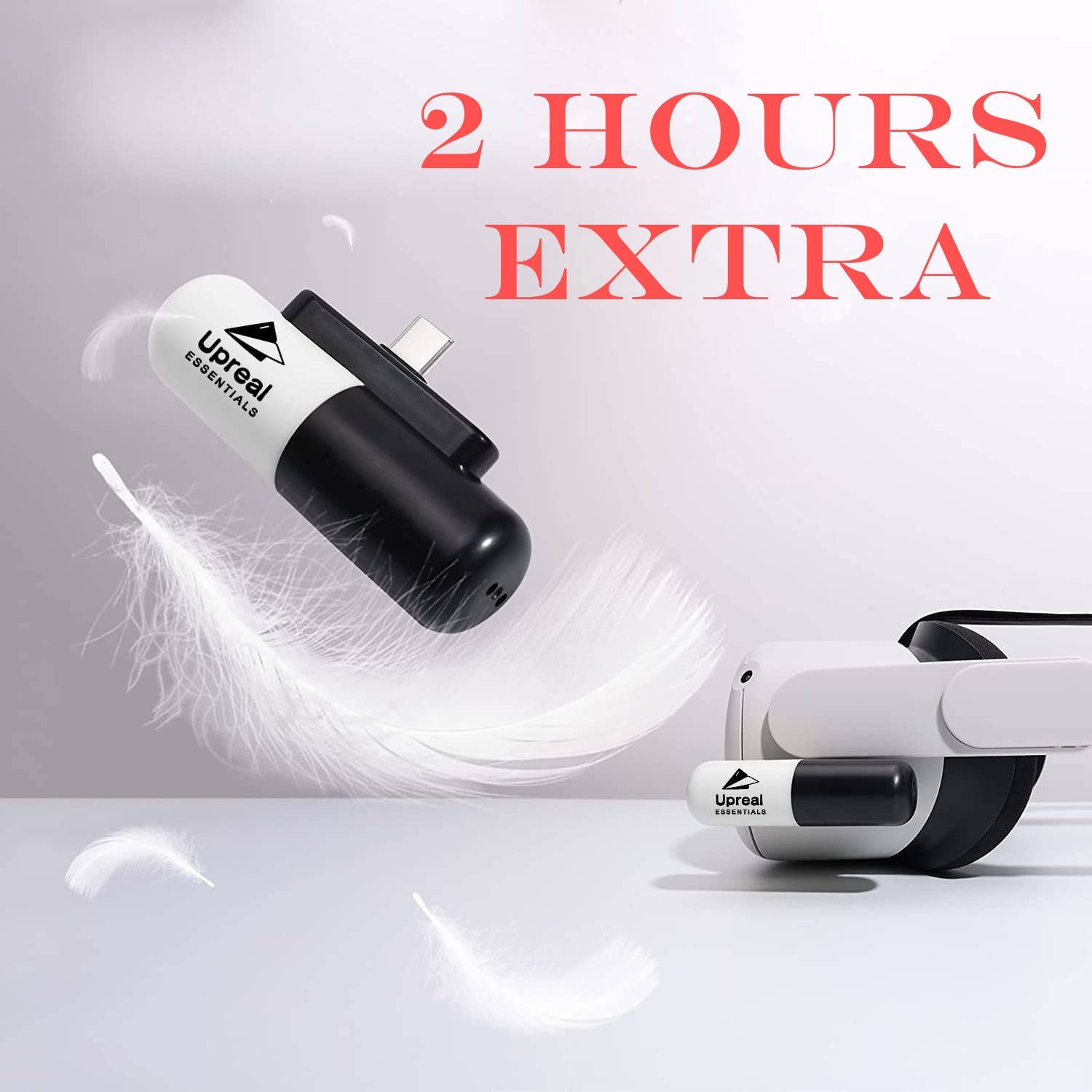 UPREAL Capsule Power Bank for Oculus/Meta Quest 2 Accessories - Ultra Lightweight & Portable Battery Pack Compatible with Oculus Elite Strap - Extra 2 Hours Playing time